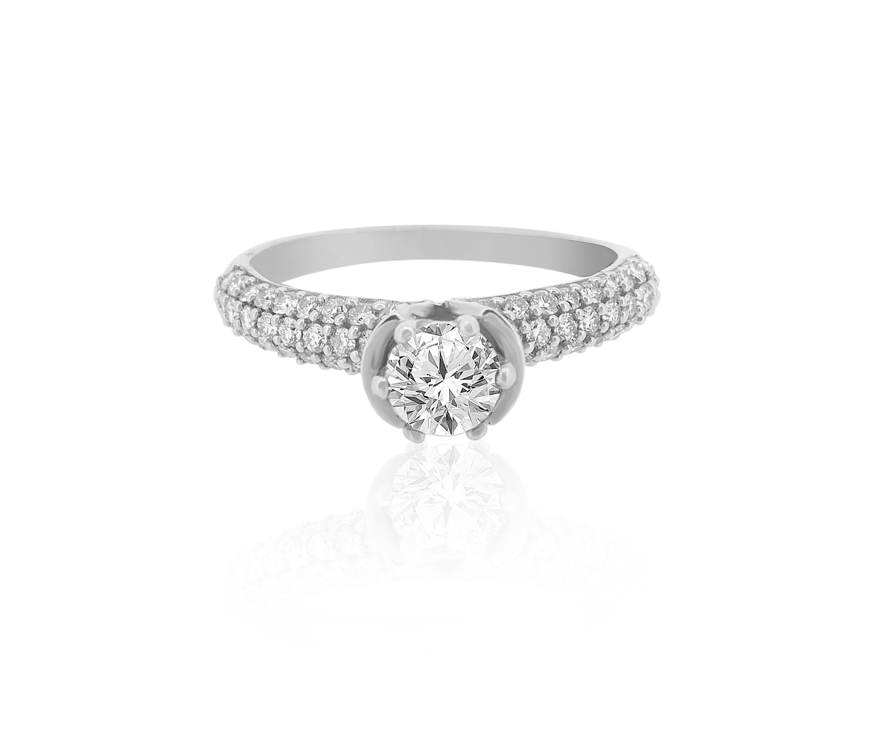 Customizable 1 Carat Round Solitaire Diamond Ring in 18k Solid Gold For ...