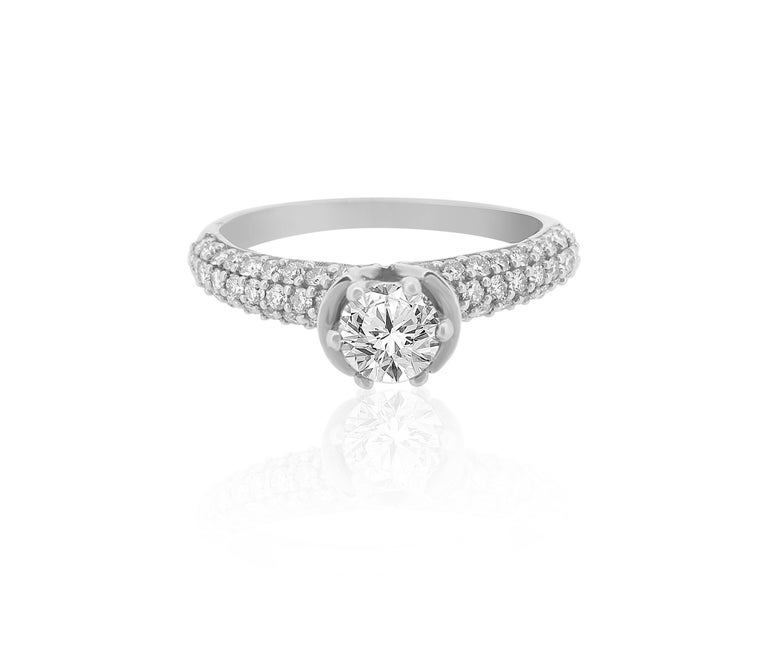 Customizable 1 Carat Round Solitaire Diamond Ring in 18k Solid Gold For ...