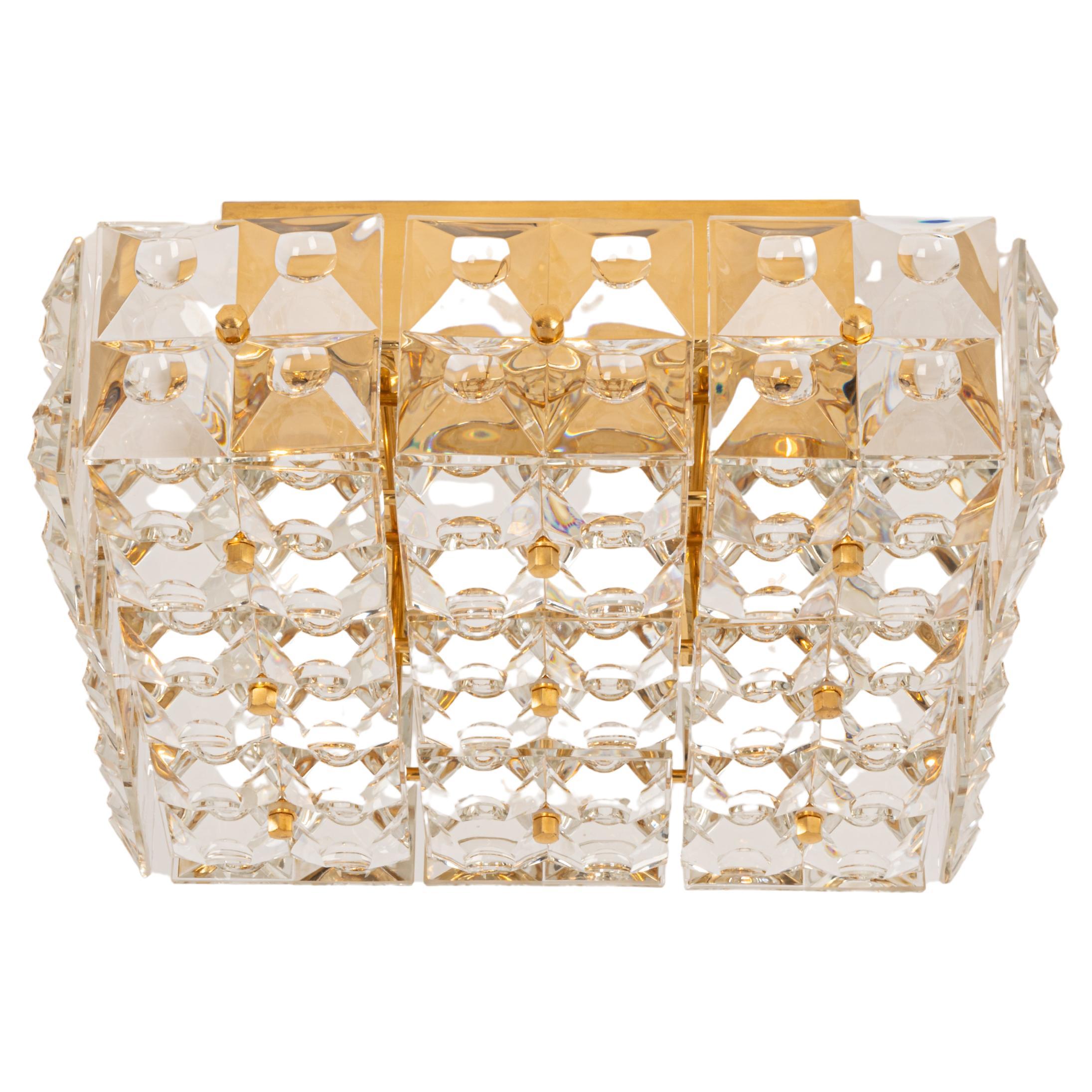 Large Flushmount Faceted Crystal Light Fixture by Kinkeldey, Germany at ...