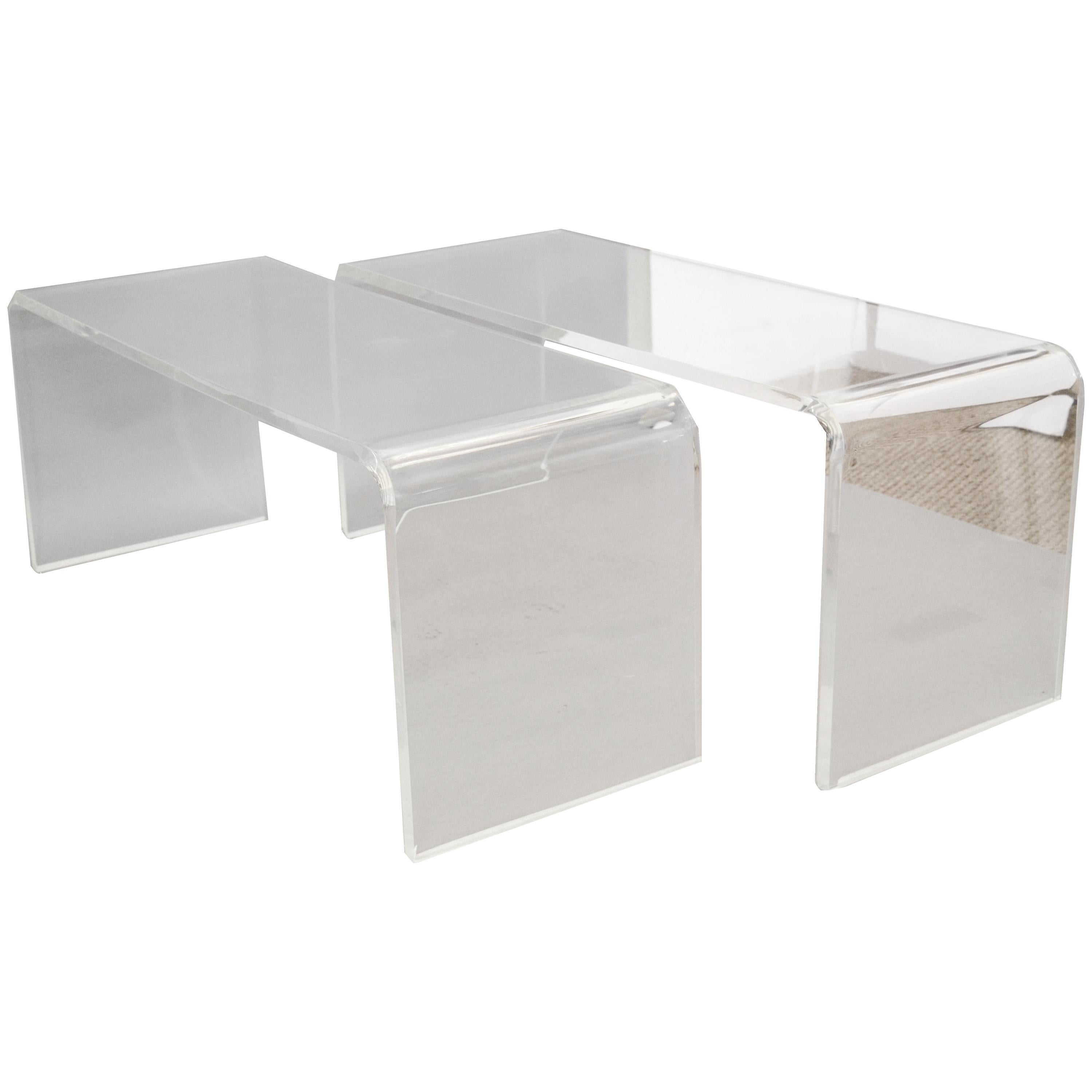 One Clear Mid-Century Modern Lucite Bench, Sofa Table, Side Table at ...