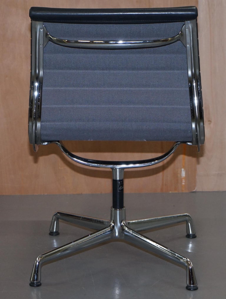 1 of 2 EA101 Vitra Eames Black Leather Office Swivel Conference Chairs ...