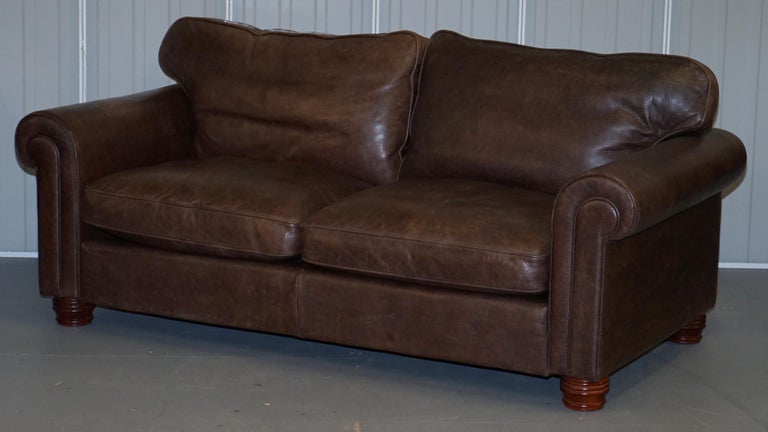 1 of 2 Fishpools Heritage Brown Leather 2-3-Seat Sofas Stunning Look ...