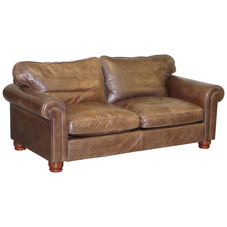 1 of 2 Fishpools Heritage Brown Leather 2-3-Seat Sofas Stunning Look ...