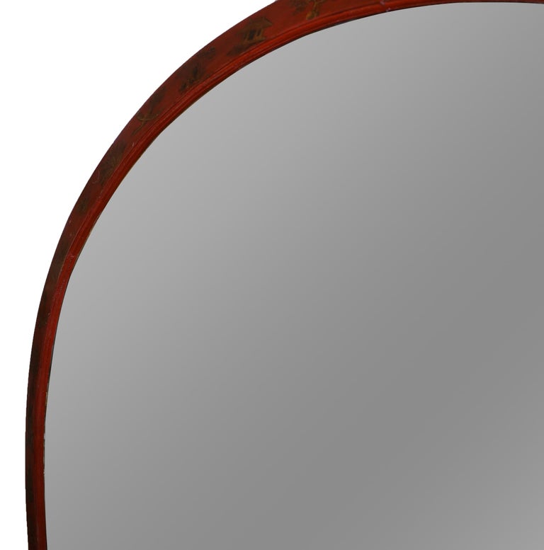Large Red Lacquered Chinese Painted Chinoiserie Mirror For Sale at ...