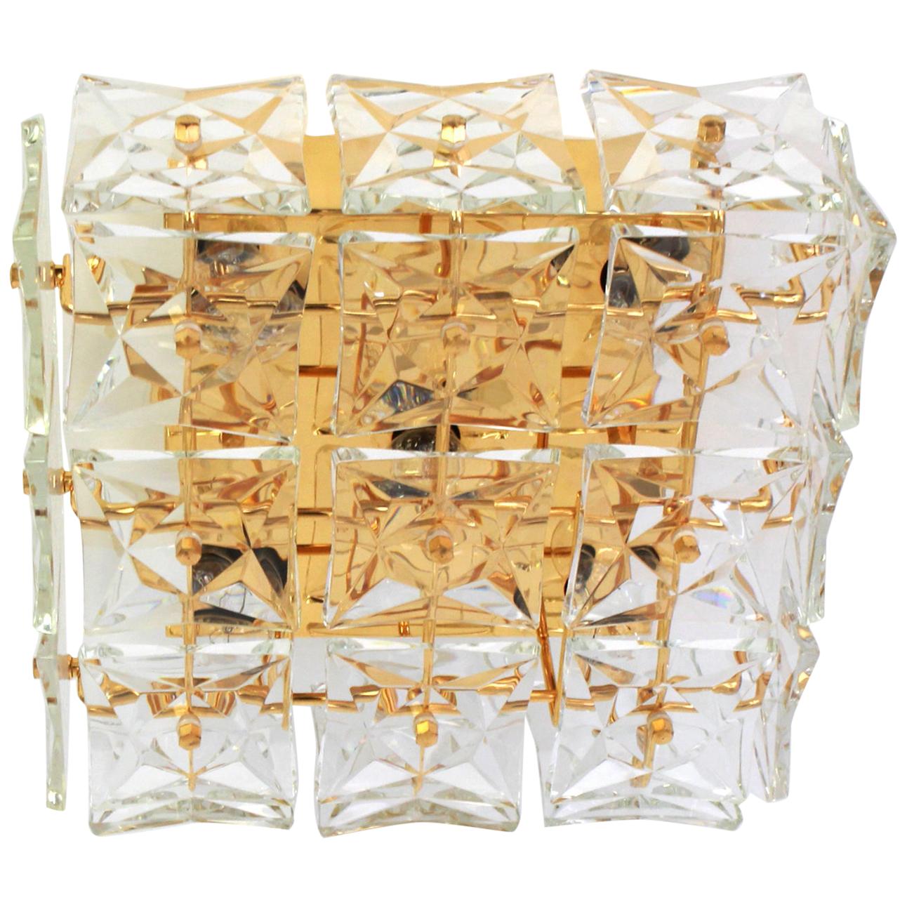 Large Flushmount Faceted Crystal Light Fixture by Kinkeldey, Germany at ...