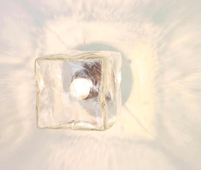 1 of 2 Large Murano Ice Glass Wall Light by Kalmar Cube, Austria, 1960s ...