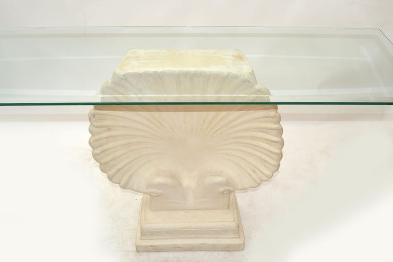 1 of 2 Mid-Century Modern Nautical Hand-Carved Concrete Sea Shell ...