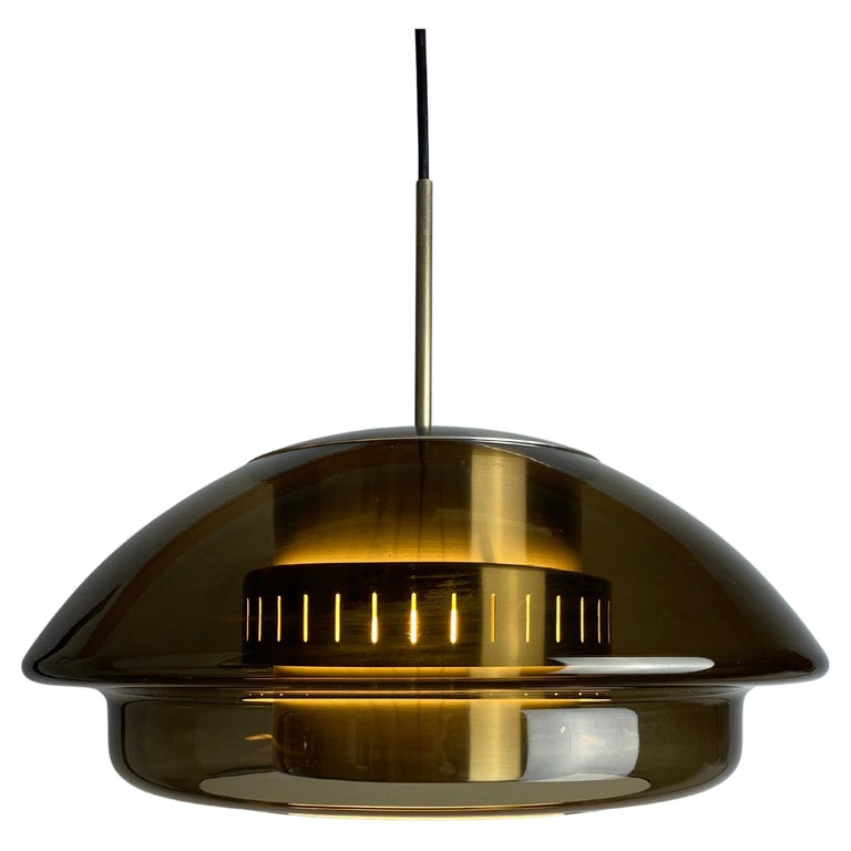 1 of 2 Mid-Century Smoked Glass UFO Pendant Light by Dijkstra Holland ...