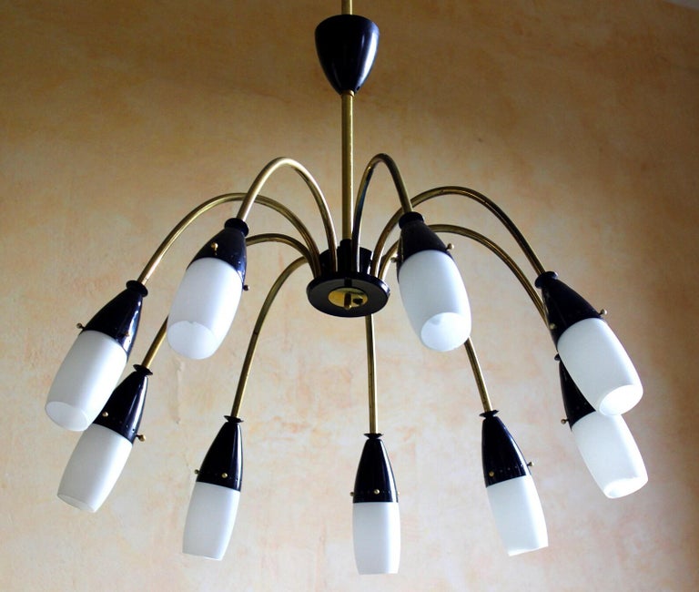 1 of 2 Spider Sputnik Chandelier in Black and White, Germany 1950s For ...