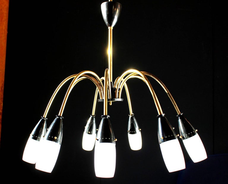 1 of 2 Spider Sputnik Chandelier in Black and White, Germany 1950s For ...