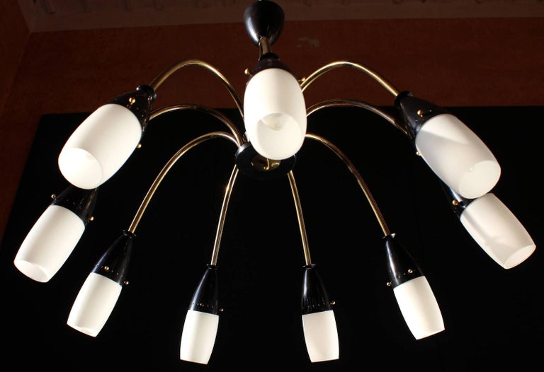 1 of 2 Spider Sputnik Chandelier in Black and White, Germany 1950s For ...