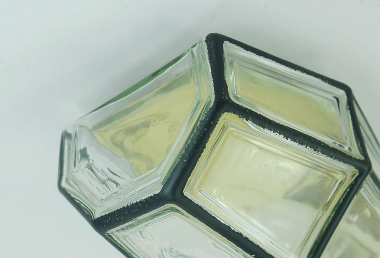 1 of 2 Wall Sconces 1960s Glashuette Limburg Glass and Brass Geometric ...