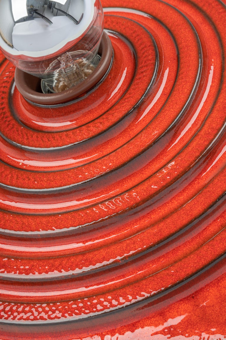 1 of 3 Ceramic Red Wall Lights, Germany, 1970s For Sale at 1stDibs