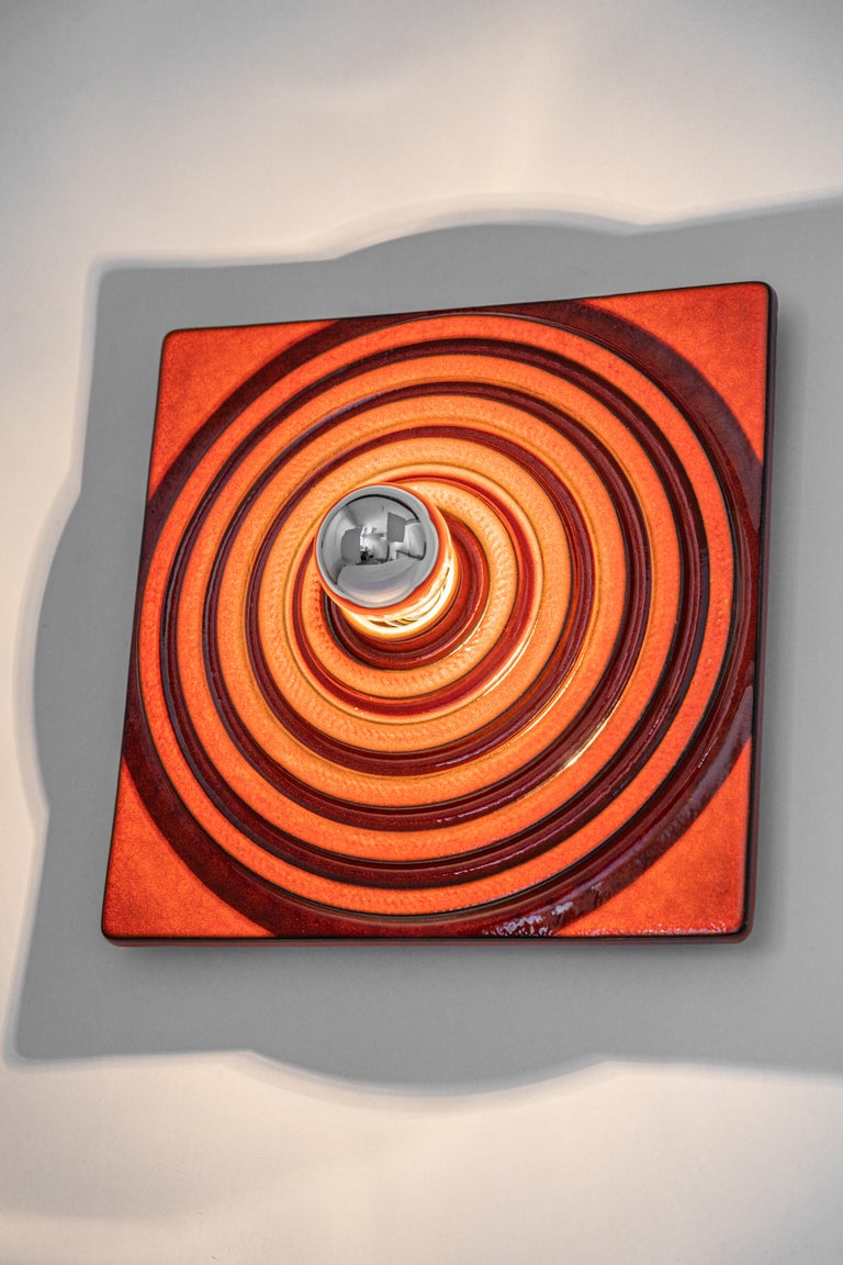1 of 3 Ceramic Red Wall Lights, Germany, 1970s For Sale at 1stDibs