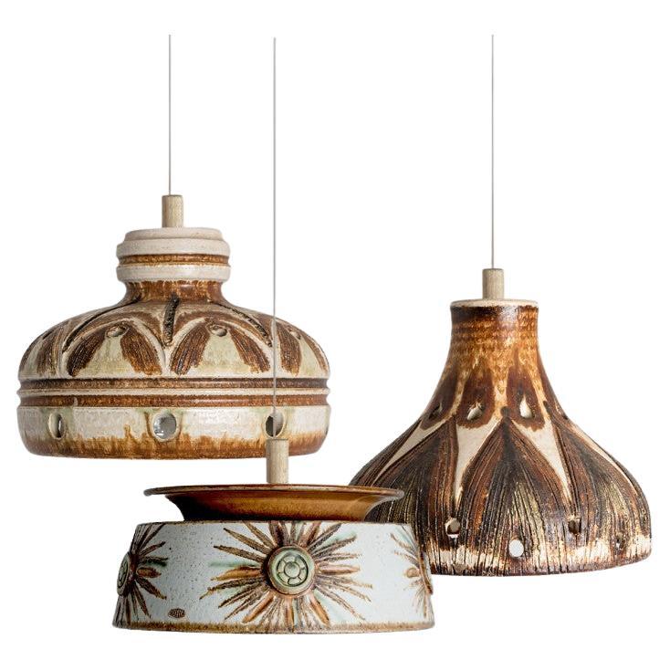 1 of 4 Ivory Brown Ceramic Pendant Lights, Denmark, 1970 For Sale at ...