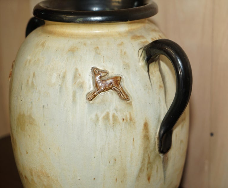 1 of 3 Signed Roger Guerin 1930 Deer Ceramic Stoneware Pottery Handle ...