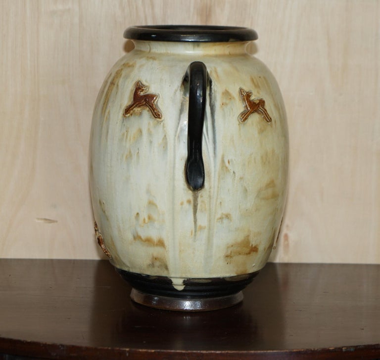 1 of 3 Signed Roger Guerin 1930 Deer Ceramic Stoneware Pottery Handle ...