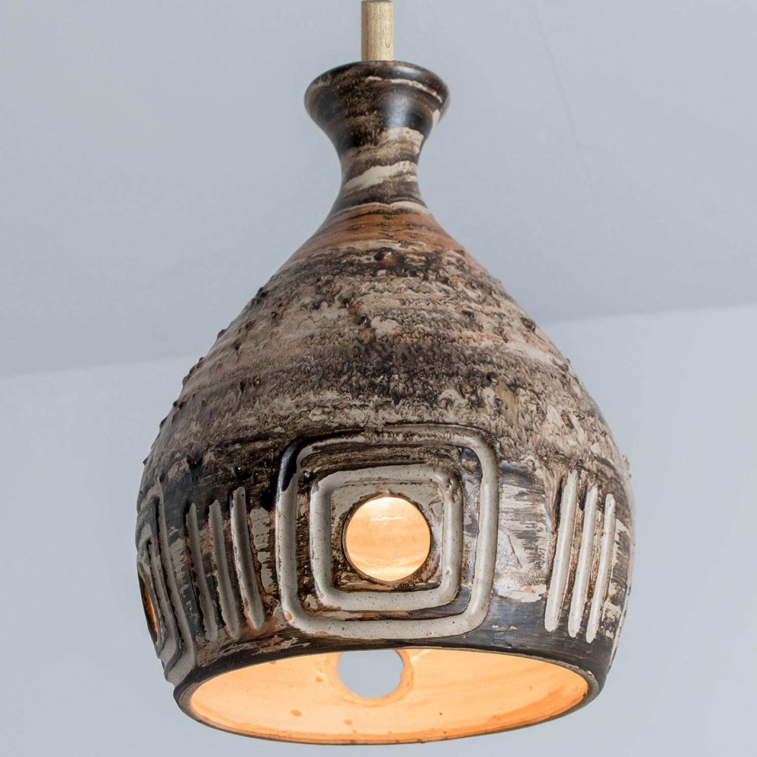 1 of 4 Brown Ceramic Pendant Lights, Denmark, 1970 For Sale at 1stDibs