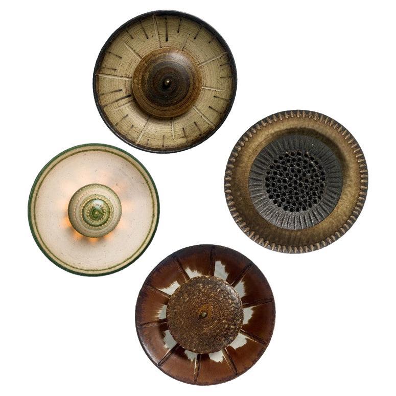 1 of 4 Round Ceramic Wall Lights, Denmark, 1970 For Sale at 1stDibs