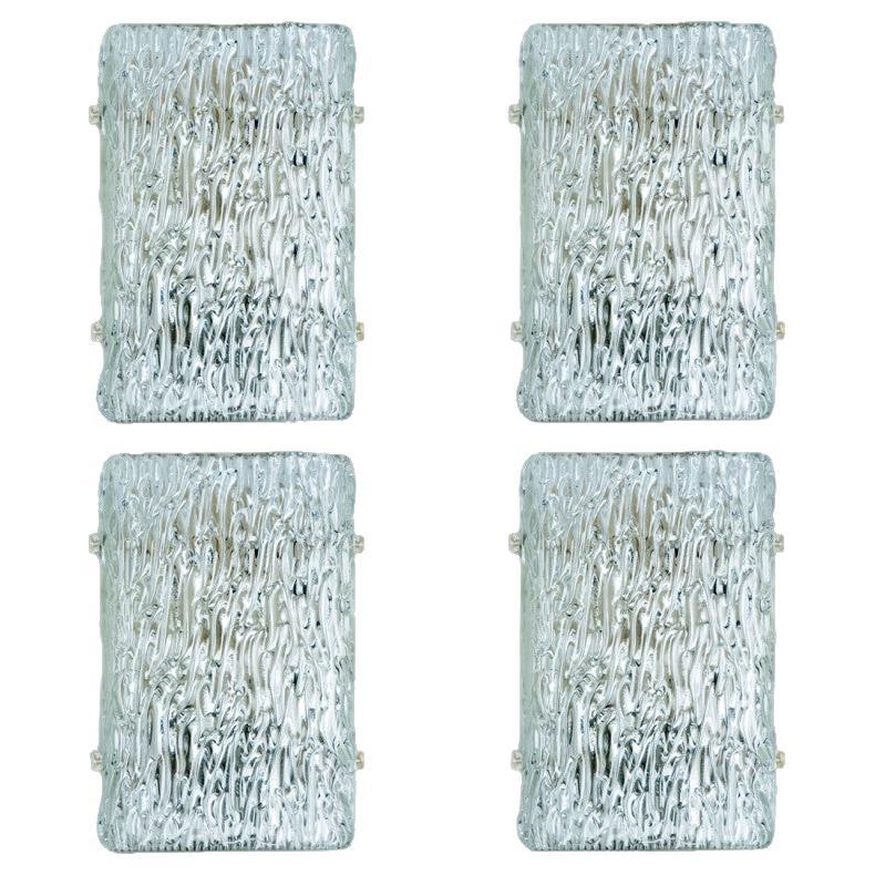 1 of 4 Textured Wave Glass Wall Lights by Kalmar Leuchten, 1970s For ...