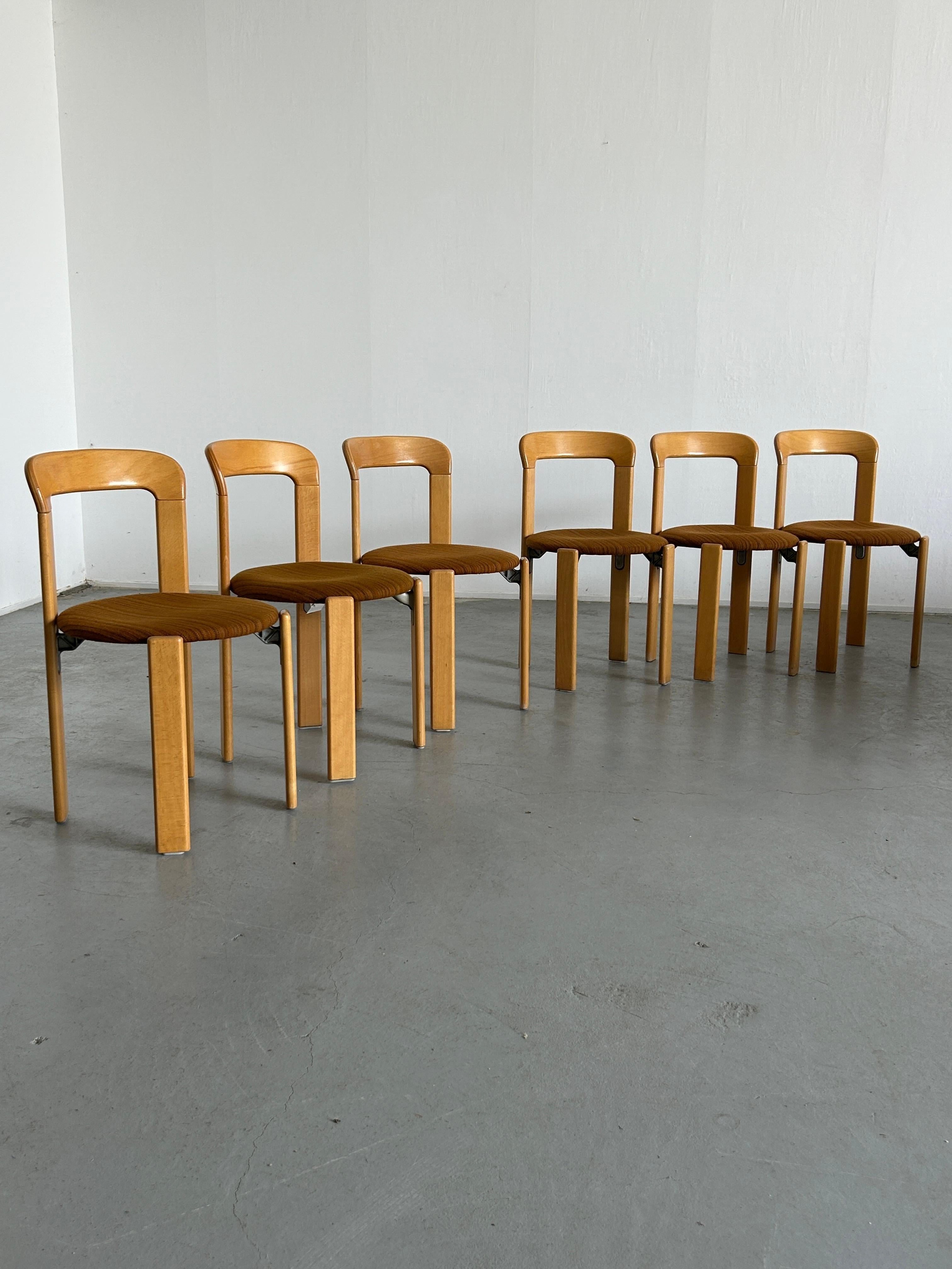 1 of 6 Bruno Rey Stackable Mid-Century Dining Chairs for Kusch and Co ...