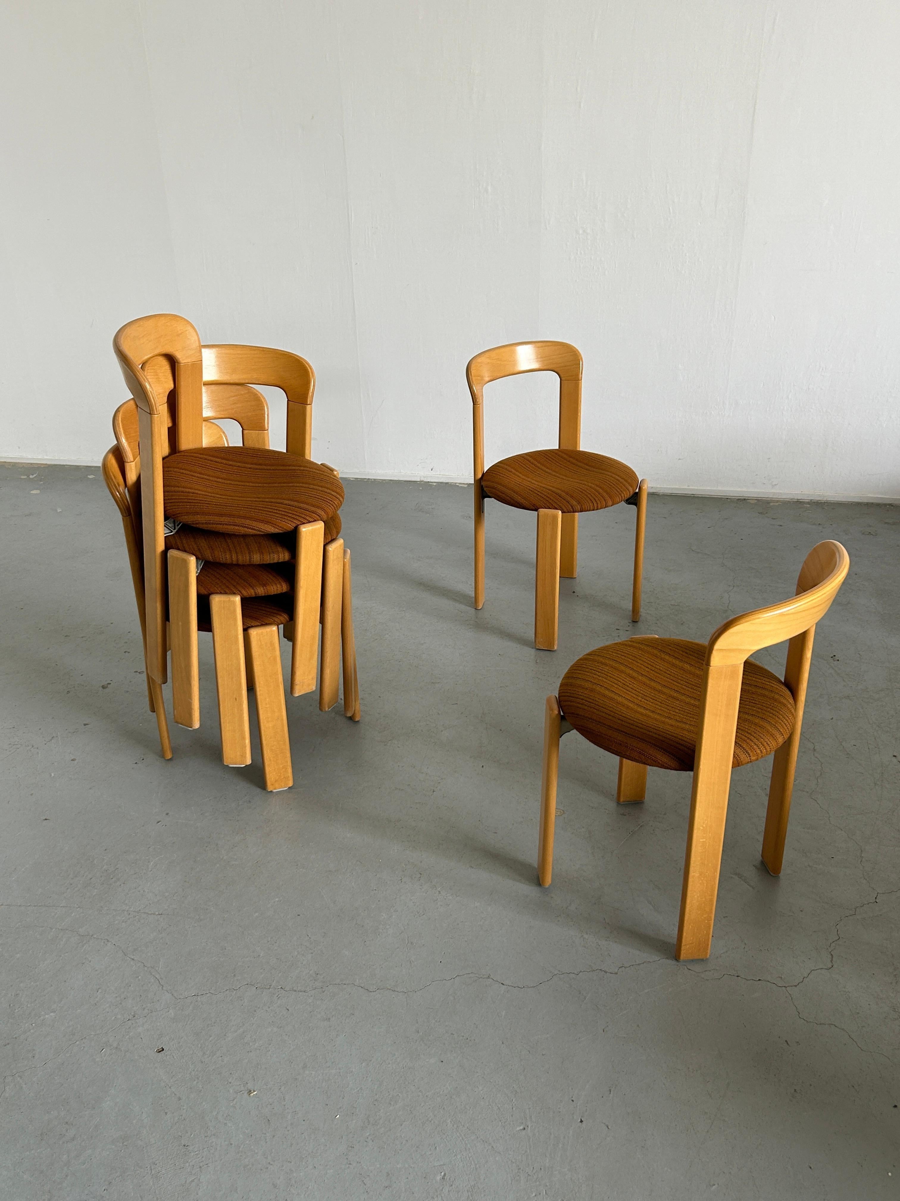 1 of 6 Bruno Rey Stackable Mid-Century Dining Chairs for Kusch and Co ...