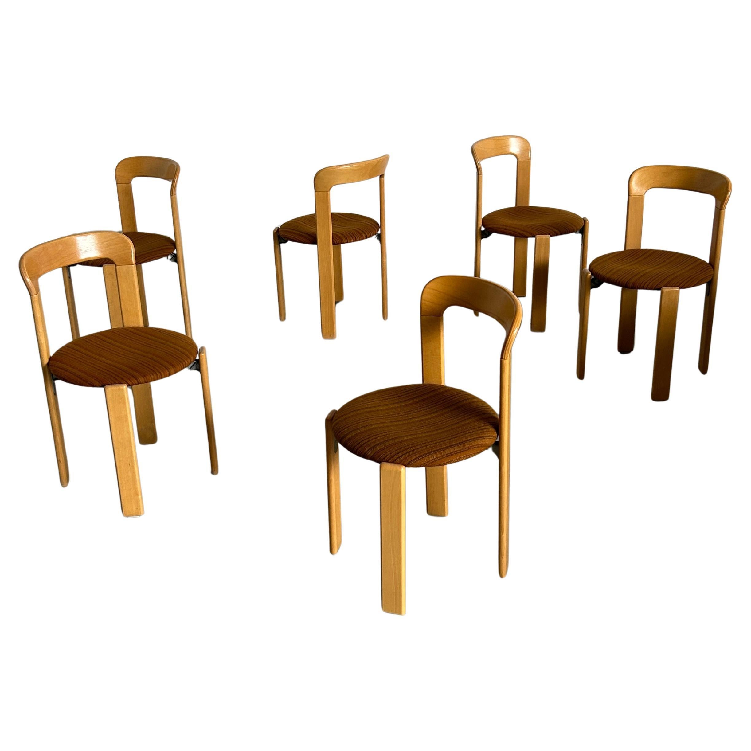 1 of 6 Bruno Rey Stackable Mid-Century Dining Chairs for Kusch and Co ...