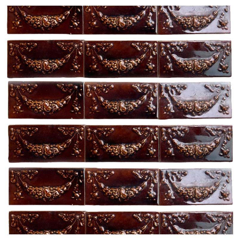 1 of 65 Art Nouveau Relief Border Tiles, Morialmé, circa 1930s For Sale ...