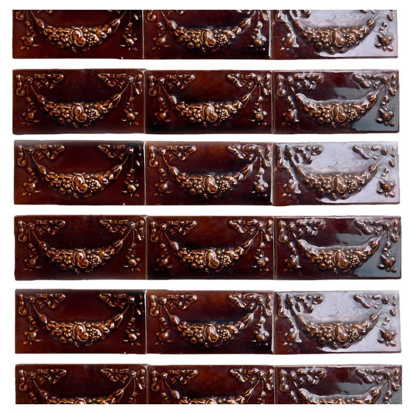 1 of 65 Art Nouveau Relief Border Tiles, Morialmé, circa 1930s For Sale ...
