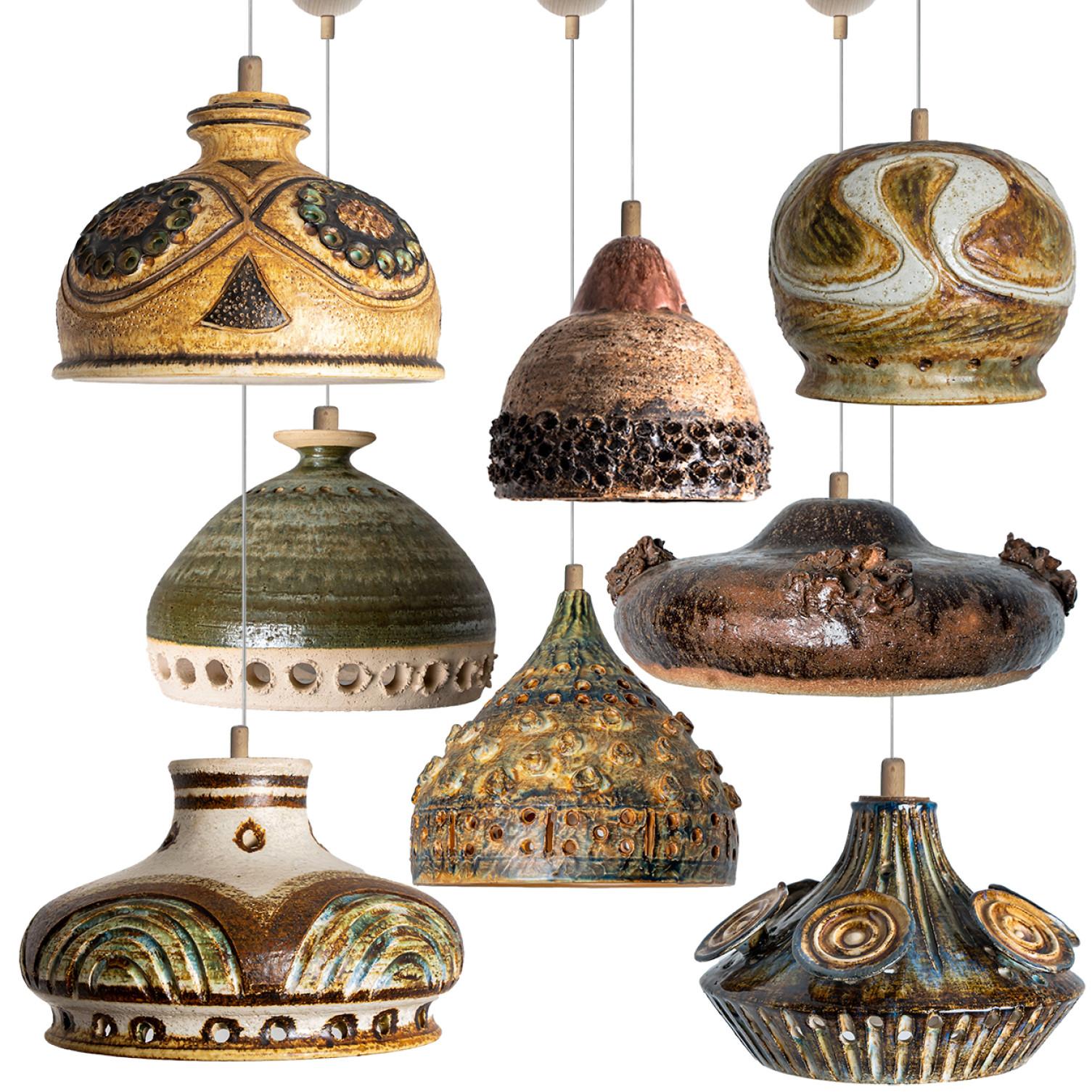 1 of 8 Multicolor Ceramic Pendant Lights, Denmark, 1970 For Sale at 1stDibs