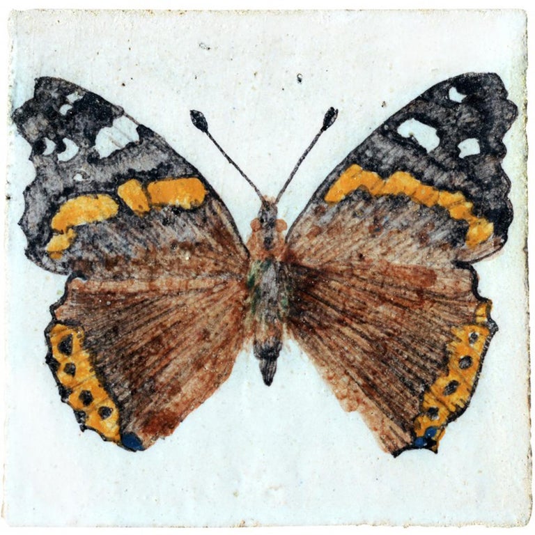 1 of the 16 Handmade Majolica Butterfly Tiles Made in Italy at 1stDibs