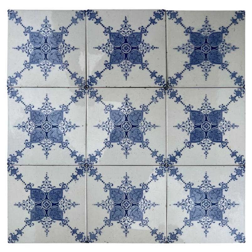 1 of the 130 White and Blue Art Deco Glazed Tiles by Le Glaive, Belgium ...