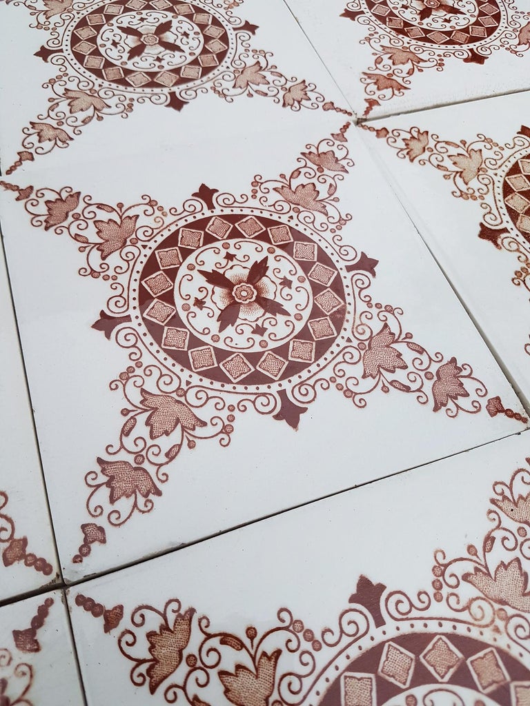 1 of the 150 Antique Dark Red/Brown Ceramic Tiles by Morialme, circa ...