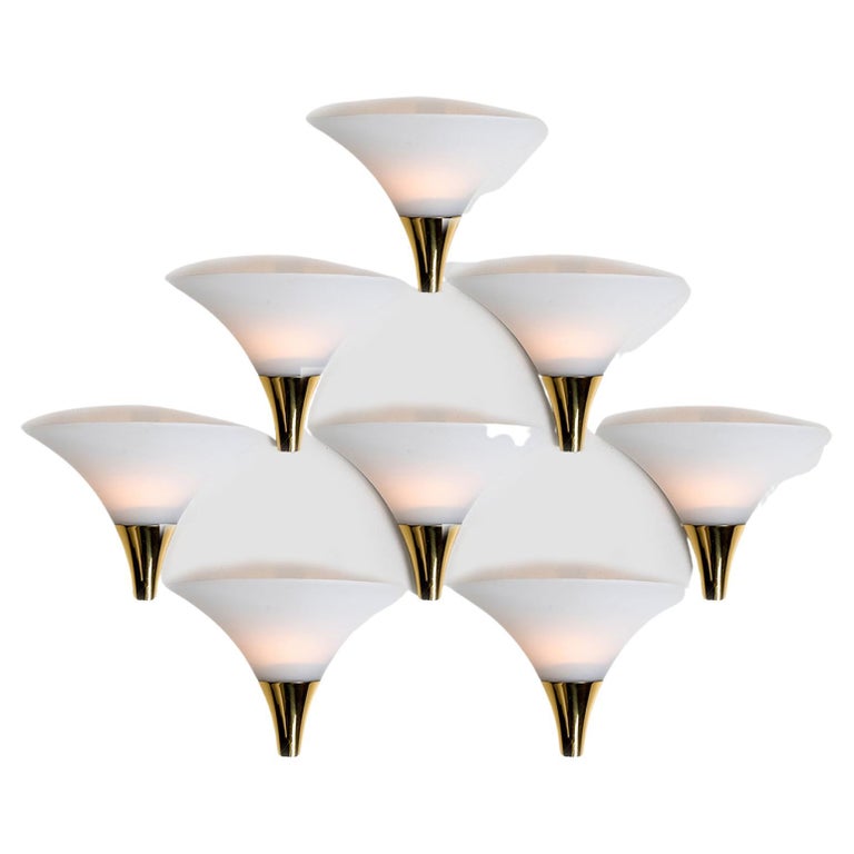 1 of the 16 Opaque Glass / Brass Wall Lights by Limburg, 1970s For Sale ...