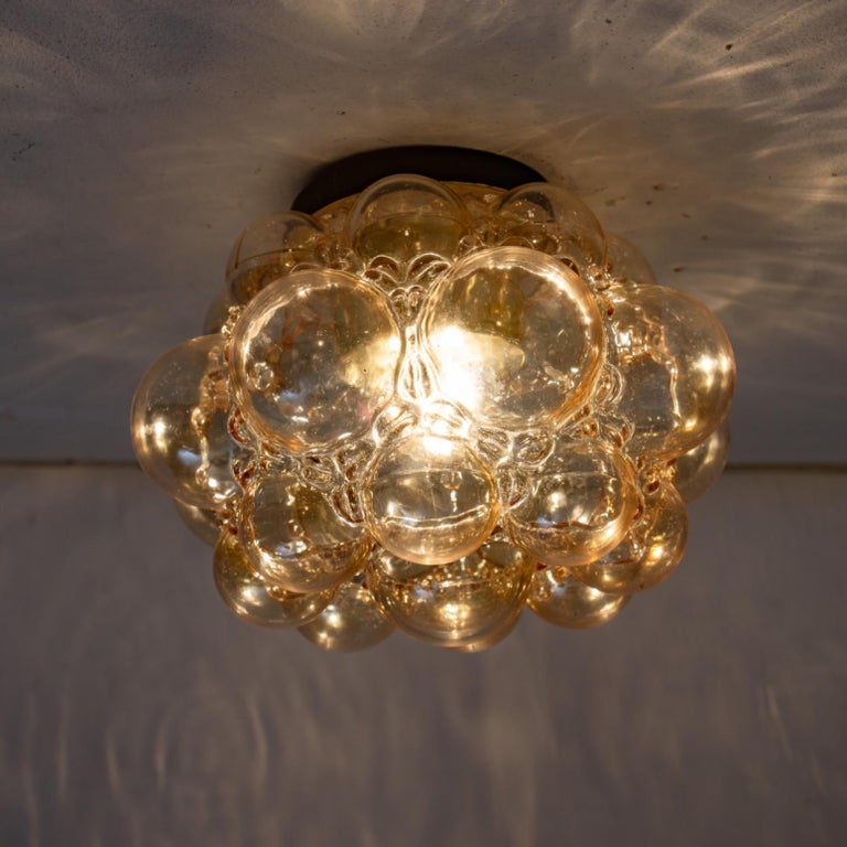 1 of the 2 Amber Bubble Glass Pendant Light Fixtures by Helena Tynell ...