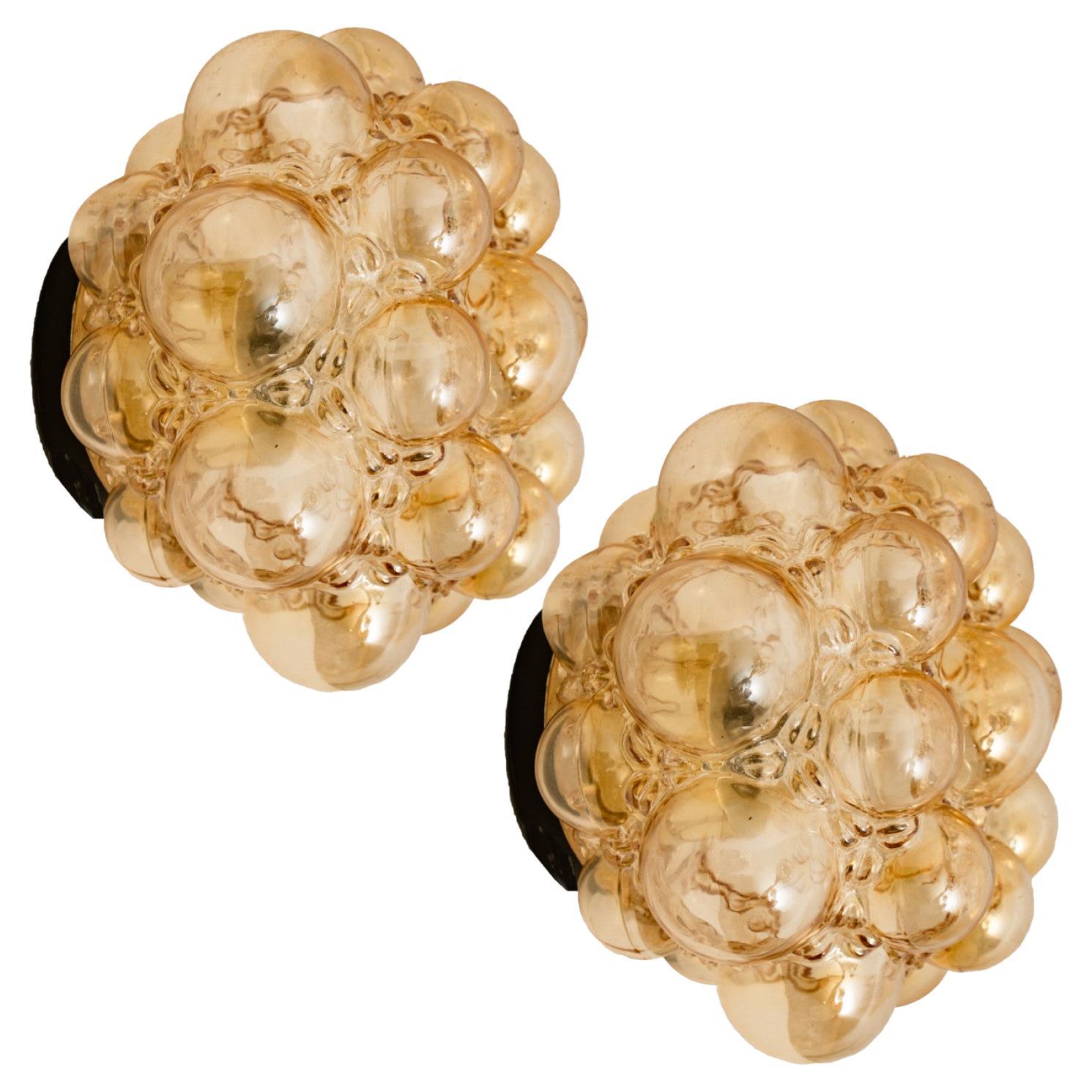 Amber Bubble Glass Pendant Lamp by Helena Tynell, 1960 at 1stDibs