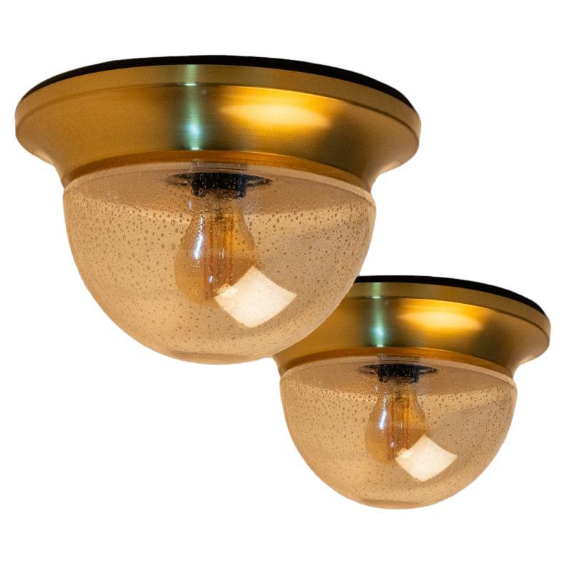 1 of the 2 Amber Glass Flush Mounts in Style of Limburg, 1960 For Sale ...