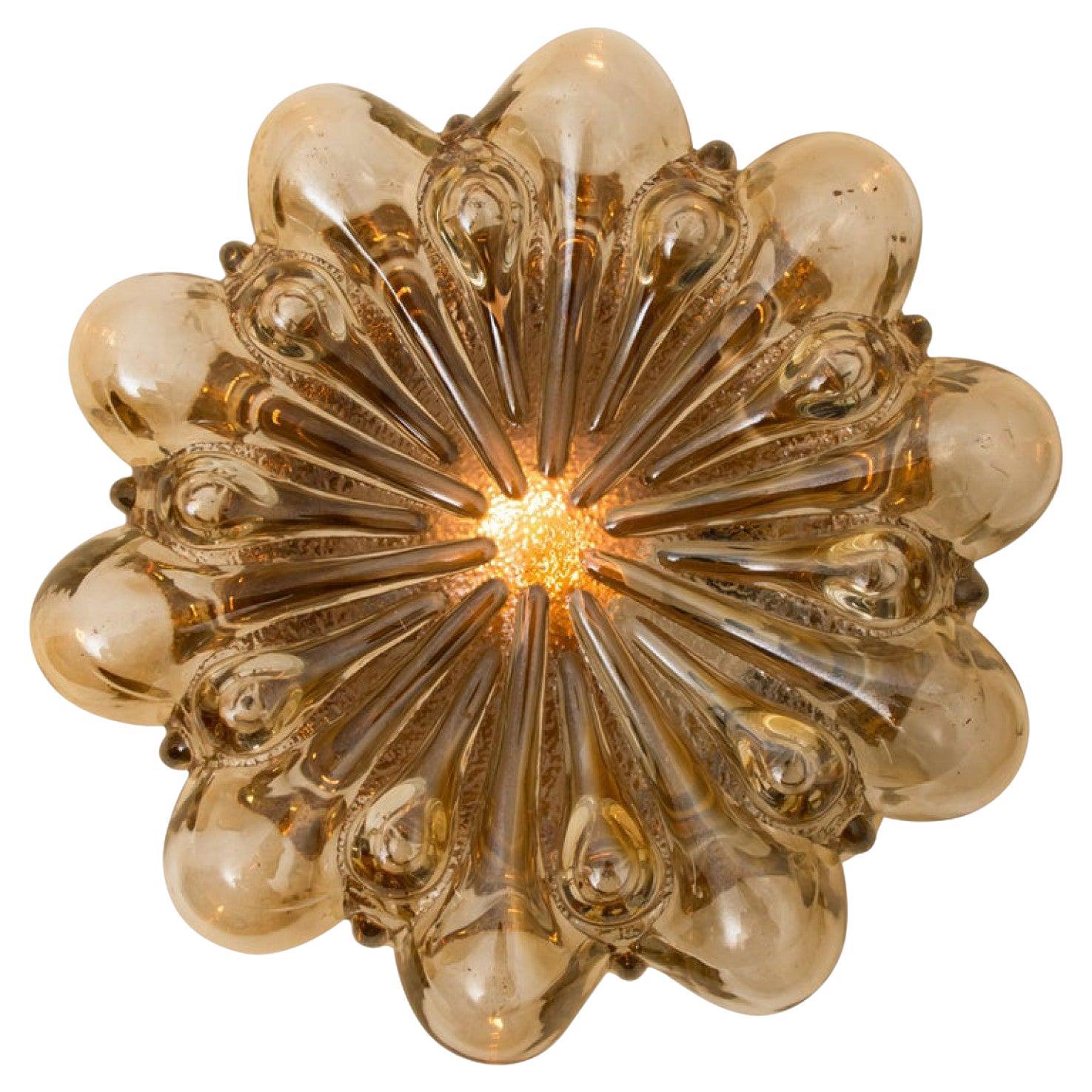 Pair of Amber Glass Wall Lights Sconces by Helena Tynell for Glashütte ...