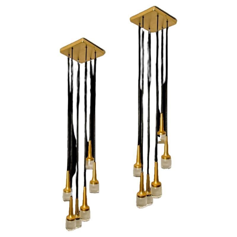 One of the Two Brass Glass Cascade Fixtures by Staff, 1960 For Sale at ...