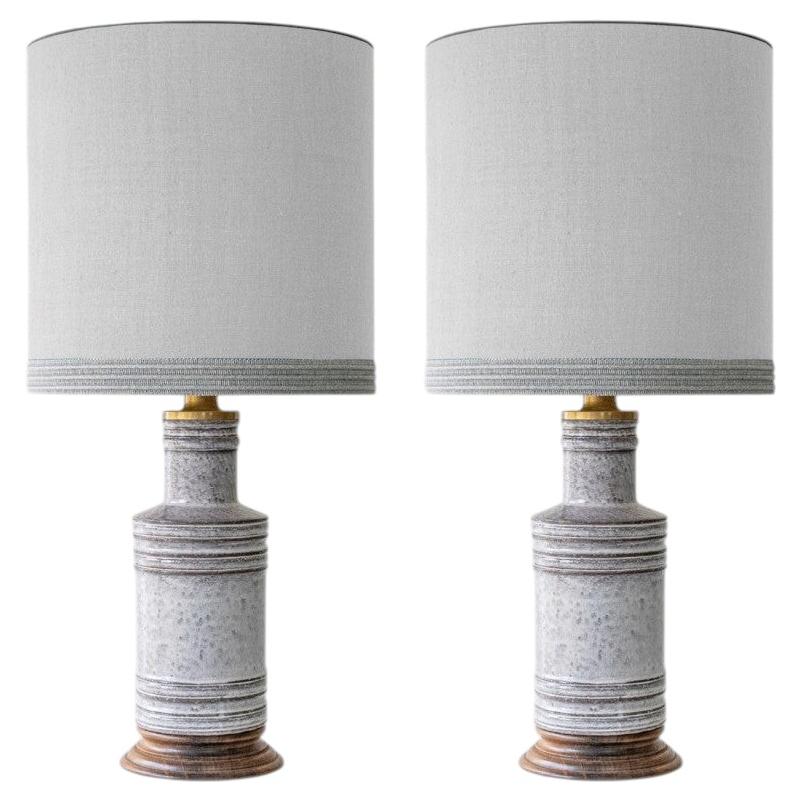 1 of the 3 Ceramic Floor Lamps, Custom Silk Lamp Shades by R. Houben ...