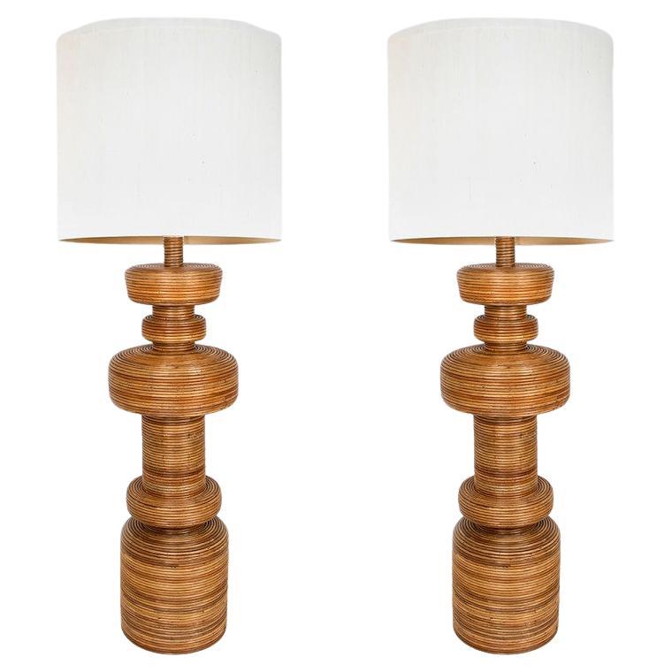1 of the 2 Eco-friendly Large Rattan Floor Lamps by René Houben For ...
