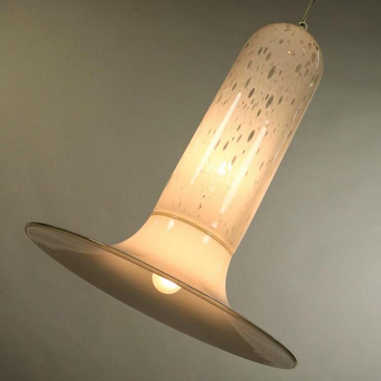 1 of the 2 Murano Glass Pendant Lamp by Barbini, 1970s For Sale at 1stDibs