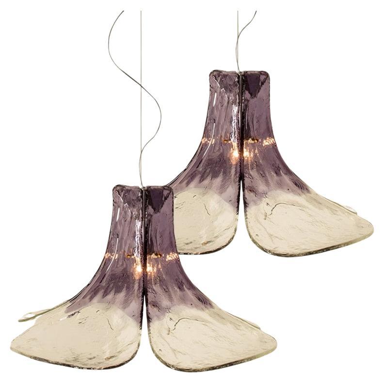 1 of the 2 Purple and Clear Glass Pendant Lamps by Carlo Nason for ...