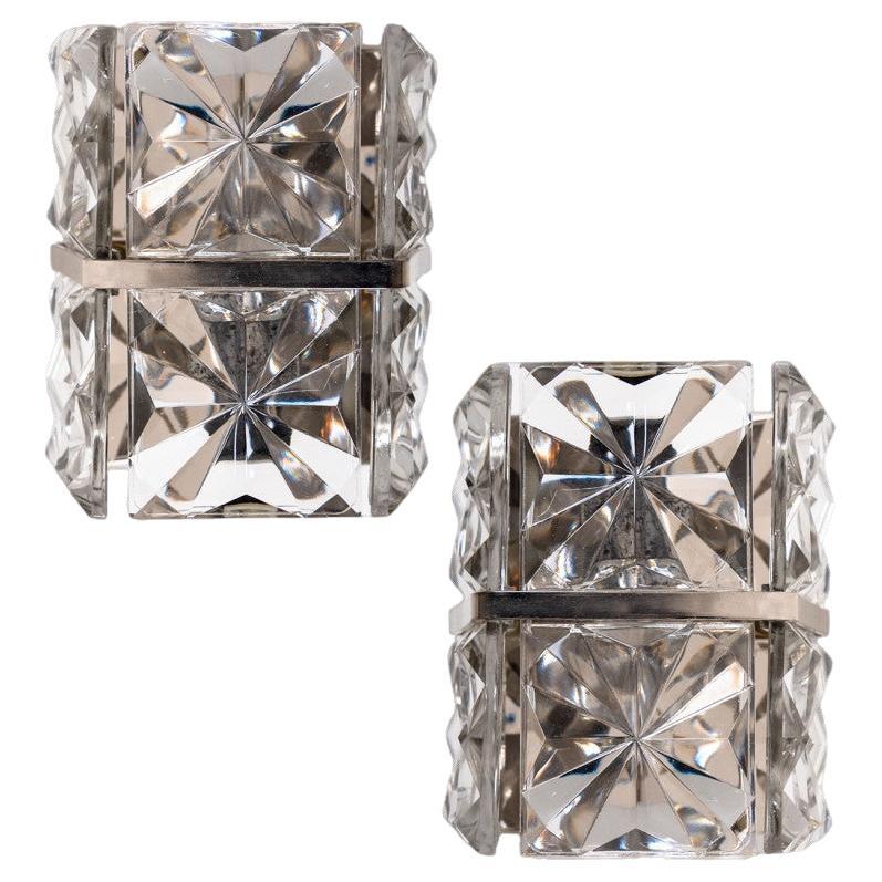 1 of the 2 Square Crystal and Silver Chrome Sconces by Kinkeldey ...