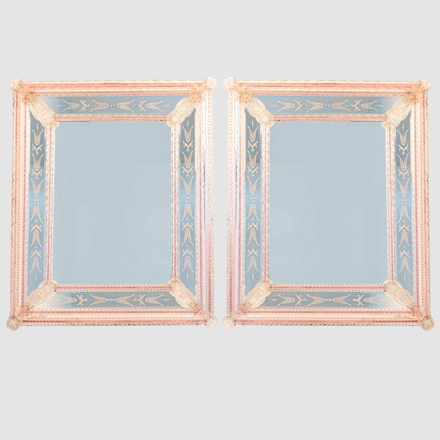 1 of the 2 Stunning Fratelli Barbini Mirrors With Murano Glass, 1980 ...