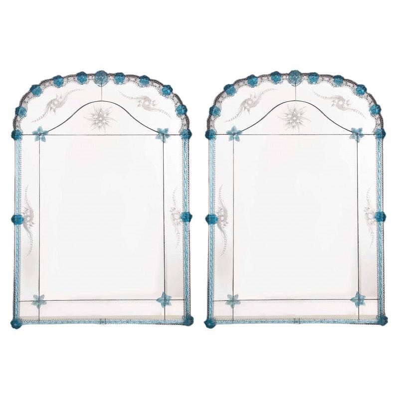 1 of the 2 Stunning Large Venetian Archtop Mirrors With Murano Glass ...
