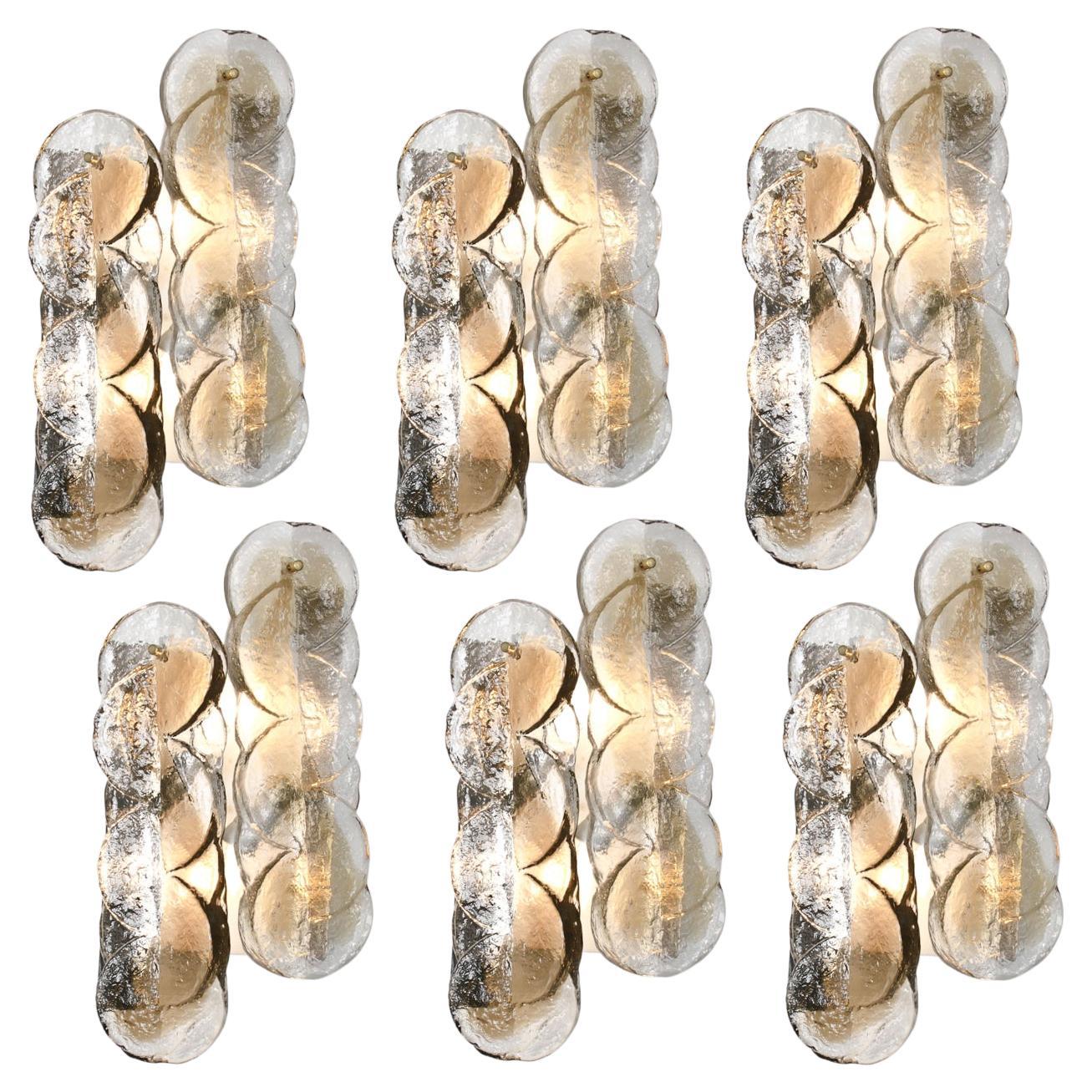 1 of the 4 Kalmar Citrus Swirl Ice Glass Wall Lights, Austria, 1969 For ...