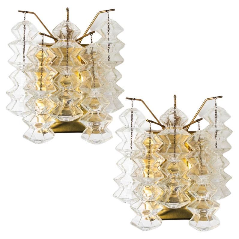 1 of the 3 Pairs of Pagoda Brass and Glass Sconces Wall Lights by ...