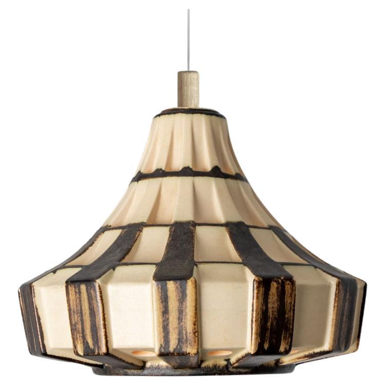 1 of the 3 Trumpet Ivory Brown Ceramic Pendant Light, Denmark, 1970 For ...