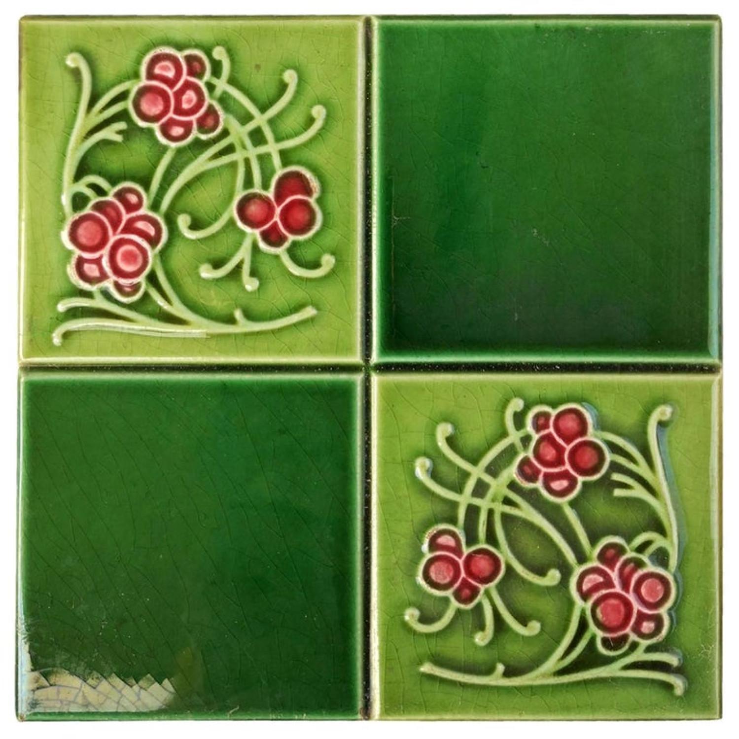1 of the 30 Antique Glazed Relief Tiles by Gilliot Frères, Hemiksem ...